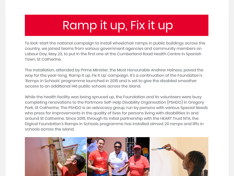 Ramp it up Fix it up - Digicel Foundation Fundamentals Oct2018